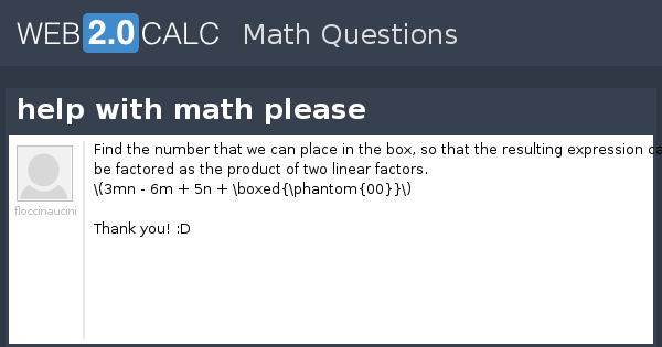 View question - help with math please