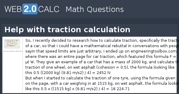 View question - Help with traction calculation