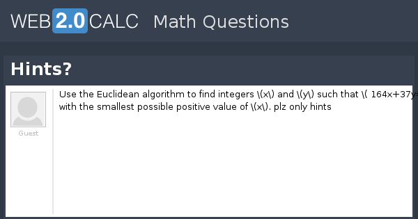 View question - Hints?