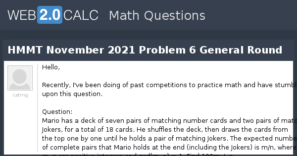 View question - HMMT November 2021 Problem 6 General Round