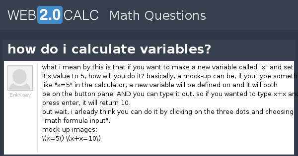View question - how do i calculate variables?
