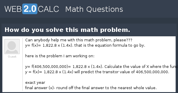 View question - How do you solve this math problem.
