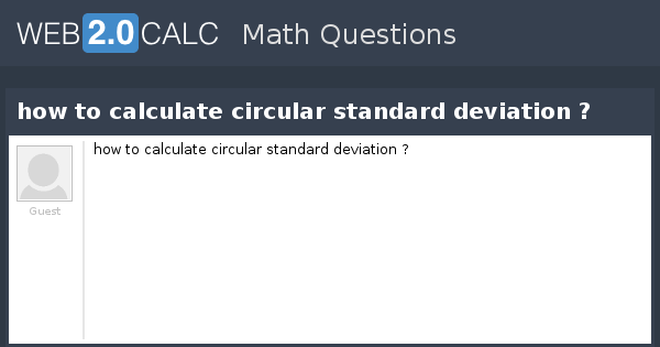 View question - how to calculate circular standard deviation