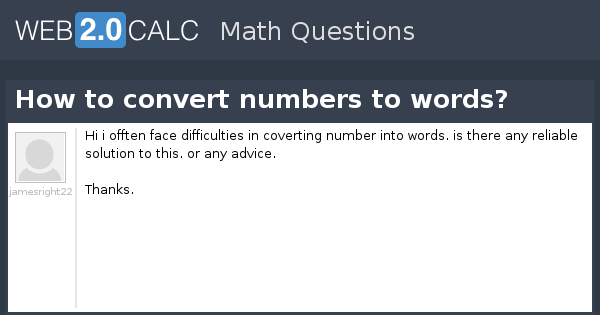 View question - How to convert numbers to words?