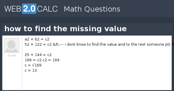 View question - how to find the missing value