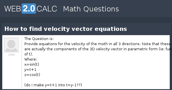 View question - How to find velocity vector equations