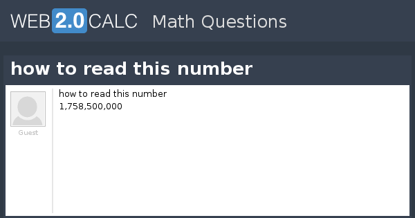 View question - how to read this number