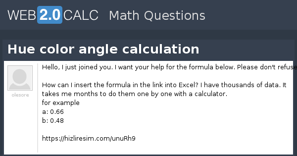 View question - Hue color angle calculation