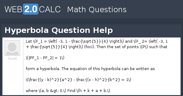 View question - Hyperbola Question Help