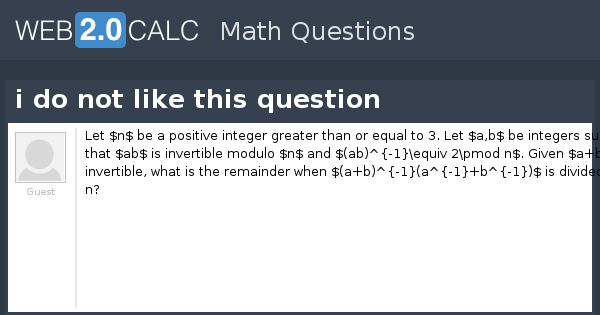 View question - i do not like this question