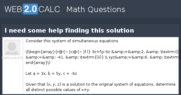 View question - I need some help finding this solution