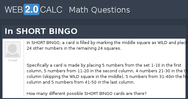 View question - In SHORT BINGO