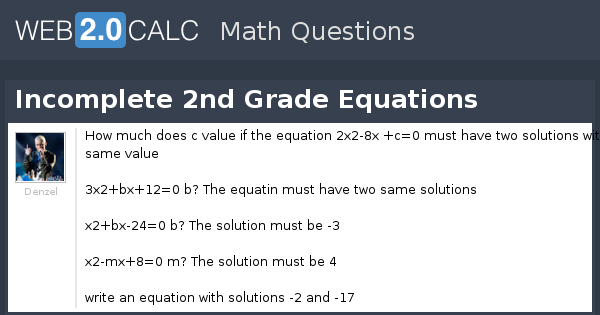 View question - Incomplete 2nd Grade Equations
