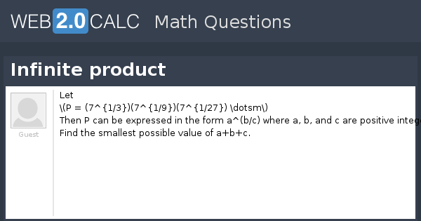 View question - Infinite product