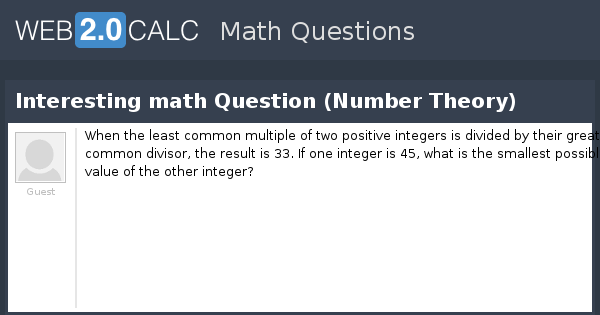 View question - Interesting math Question (Number Theory)