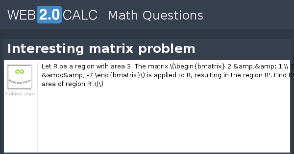 View question - Interesting matrix problem