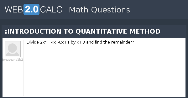 View question - :INTRODUCTION TO QUANTITATIVE METHOD