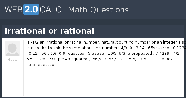 View question - irrational or rational