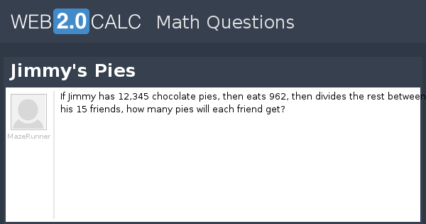 View question - Jimmy's Pies