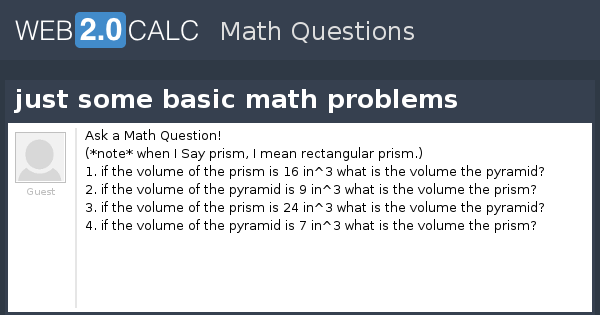 View question - just some basic math problems