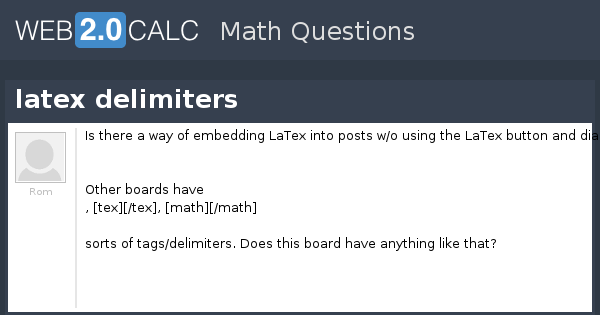 View question - latex delimiters