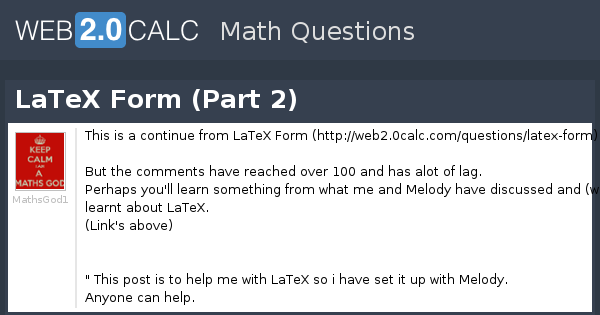 View question - LaTeX Form (Part 2)