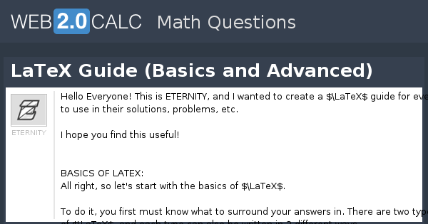 View question - LaTeX Guide (Basics and Advanced)