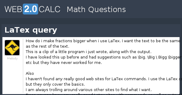 View question - LaTex query
