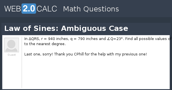 View question - Law of Sines: Ambiguous Case