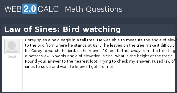 View question - Law of Sines: Bird watching