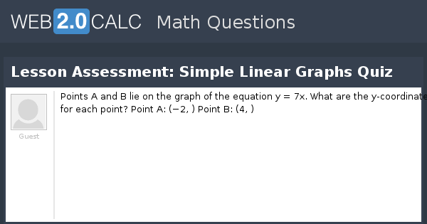 View question - Lesson Assessment: Simple Linear Graphs Quiz