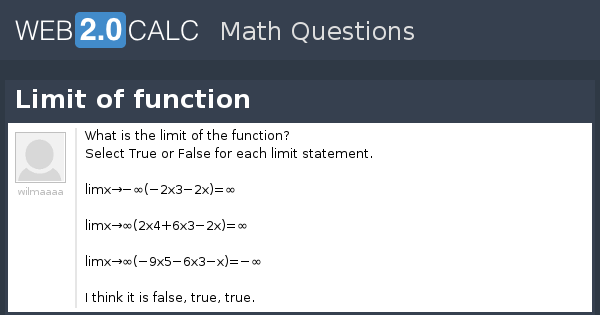 View question - Limit of function