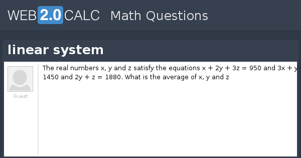 View question - linear system