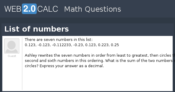View question - List of numbers