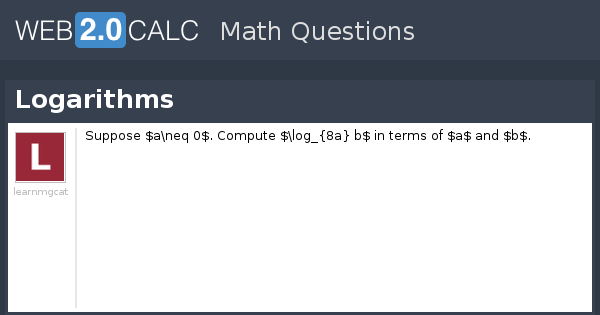 View question - Logarithms