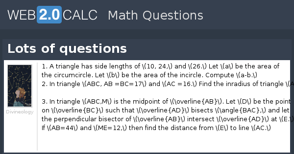 View question - Lots of questions