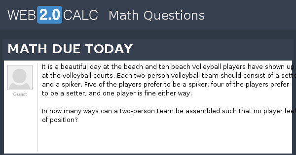 View question - MATH DUE TODAY