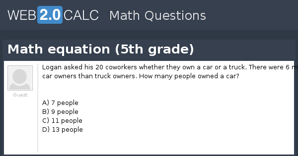 View question - Math equation (5th grade)
