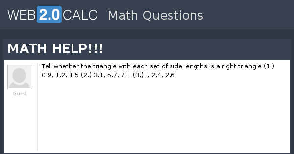 View Question Math Help