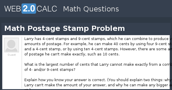 View question - Math Postage Stamp Problem