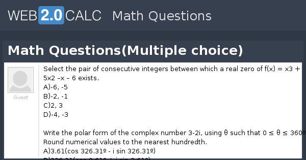 View question - Math Questions(Multiple choice)