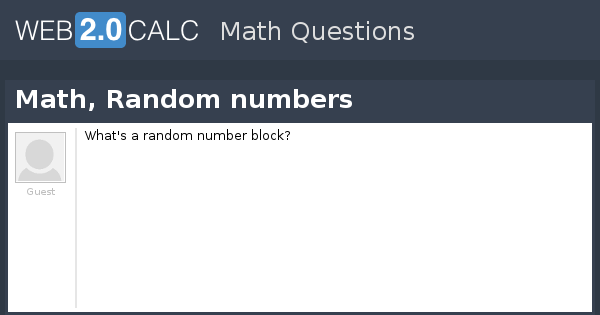 View question - Math, Random numbers