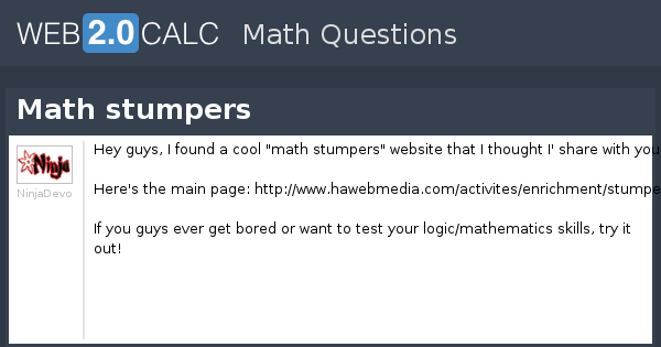 View question - Math stumpers