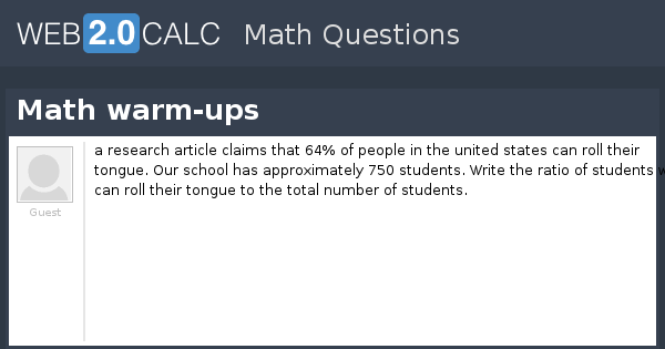 View question - Math warm-ups