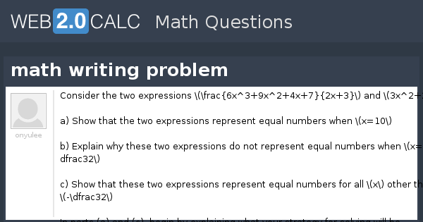 View question - math writing problem