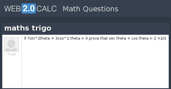 View question - maths trigo