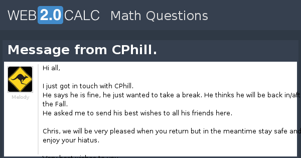 View question - Message from CPhill.