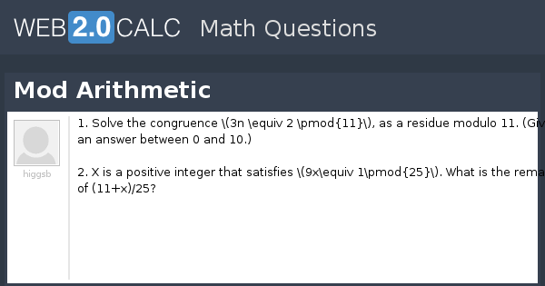 View question - Mod Arithmetic