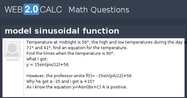 View question - model sinusoidal function
