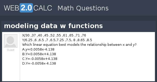 View Question Modeling Data W Functions
